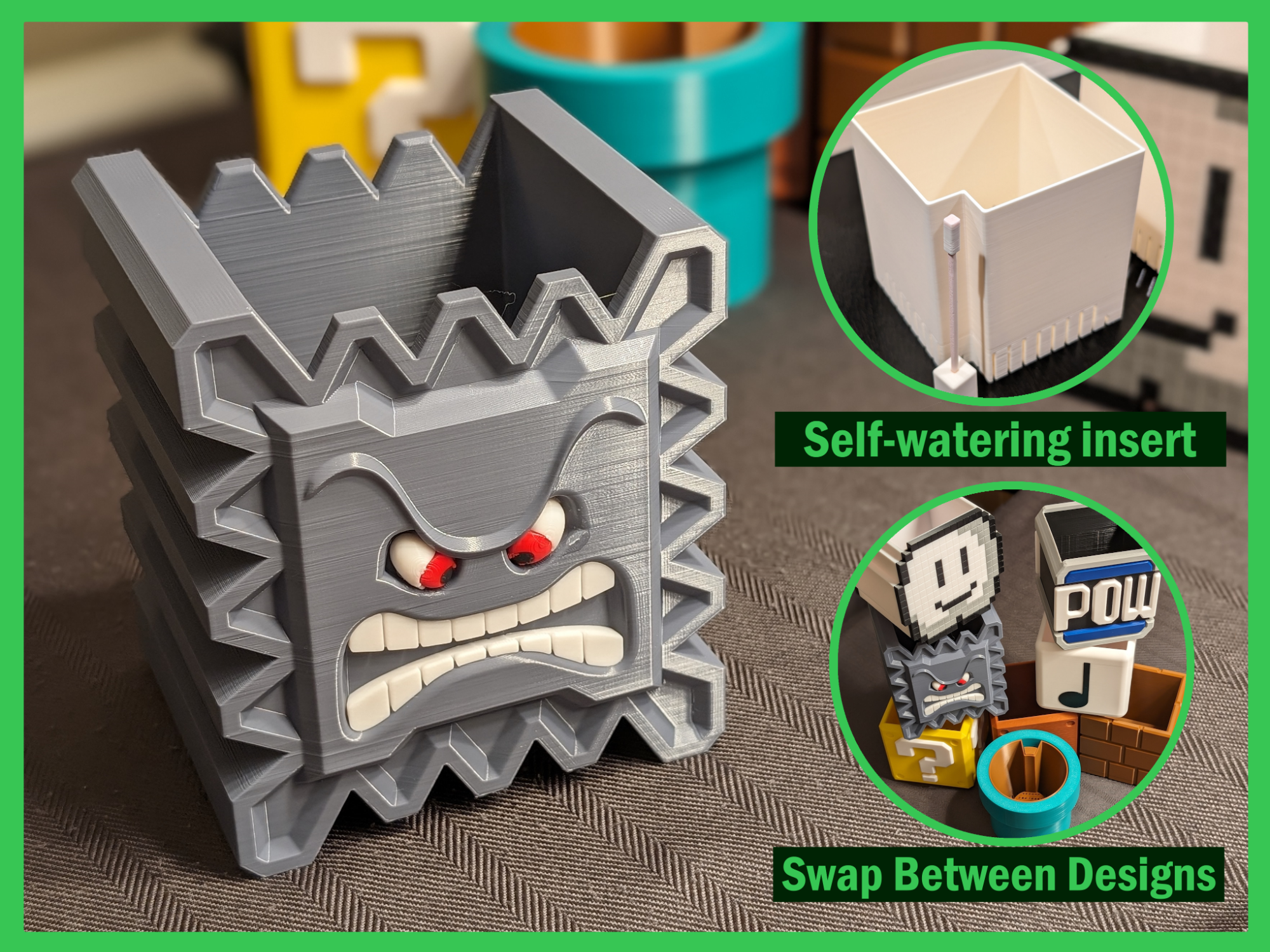 Super Mario Thwomp Box/Self-Watering Planter - anselor | Nexprint: Free ...