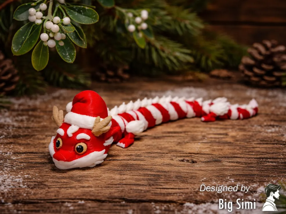 Candy Cane Articulated Dragon - Big Simi | Nexprint: Free 3D Model ...
