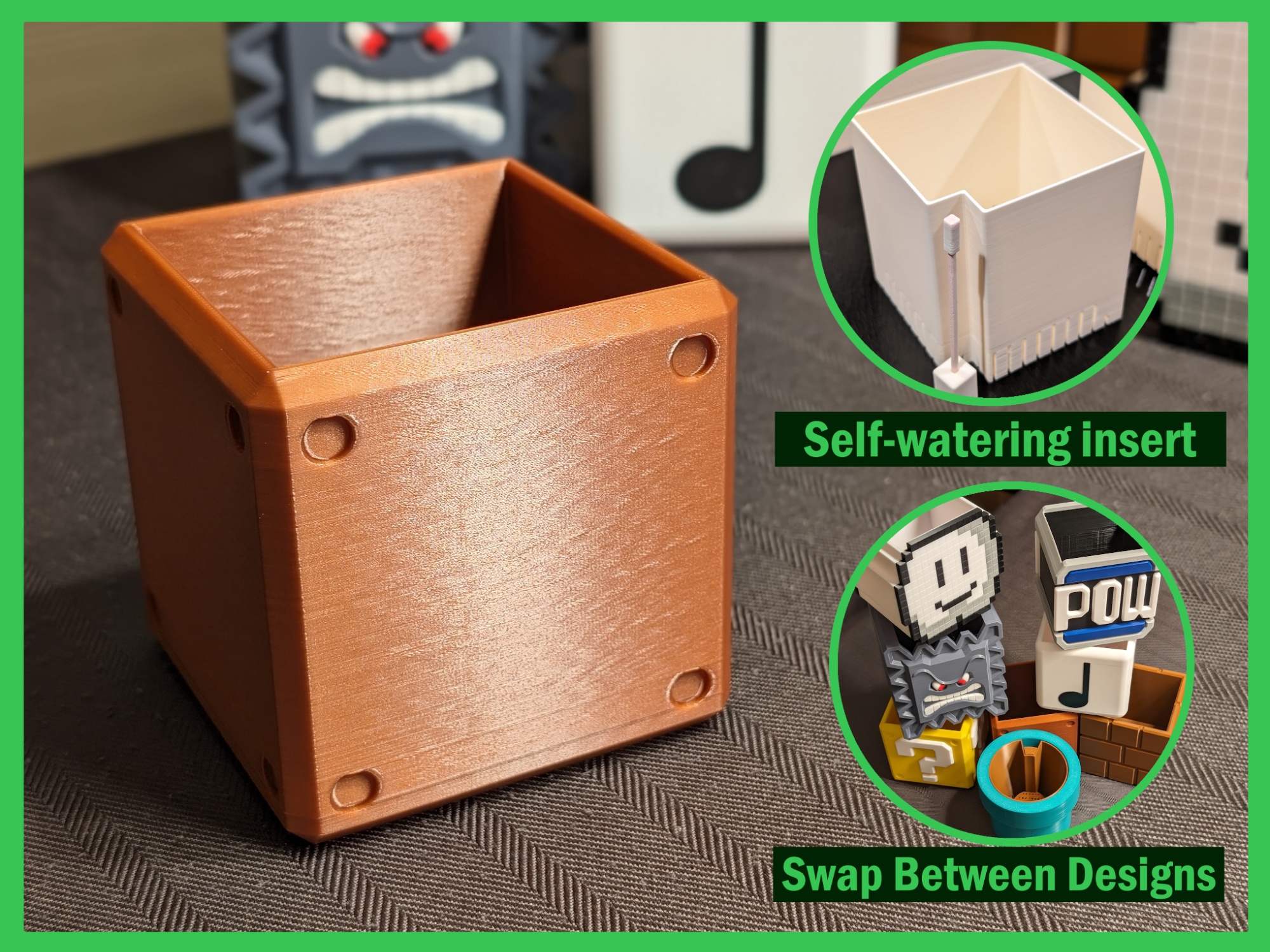 Super Mario Empty Block Box/Self-Watering Planter - anselor | Nexprint ...