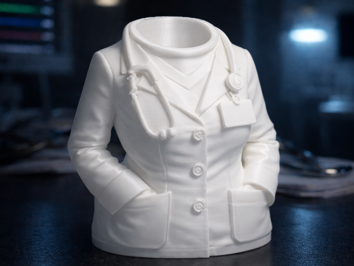 Female Doctor Coat Pen Holder – Elegant Desk Organizer for Women in ...