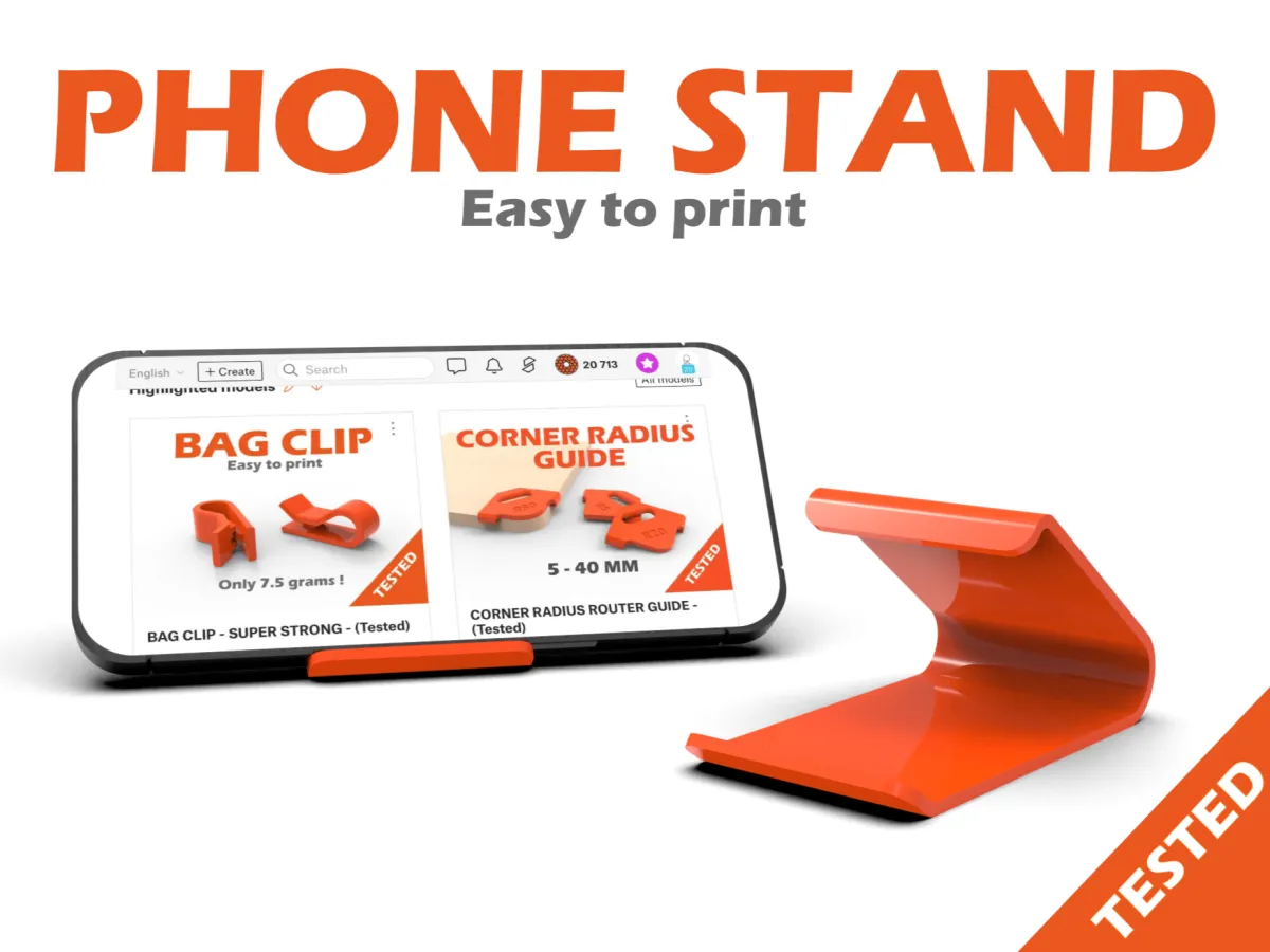 PHONE STAND - (Tested) - ART TOO | Nexprint: Free 3D Model Downloads